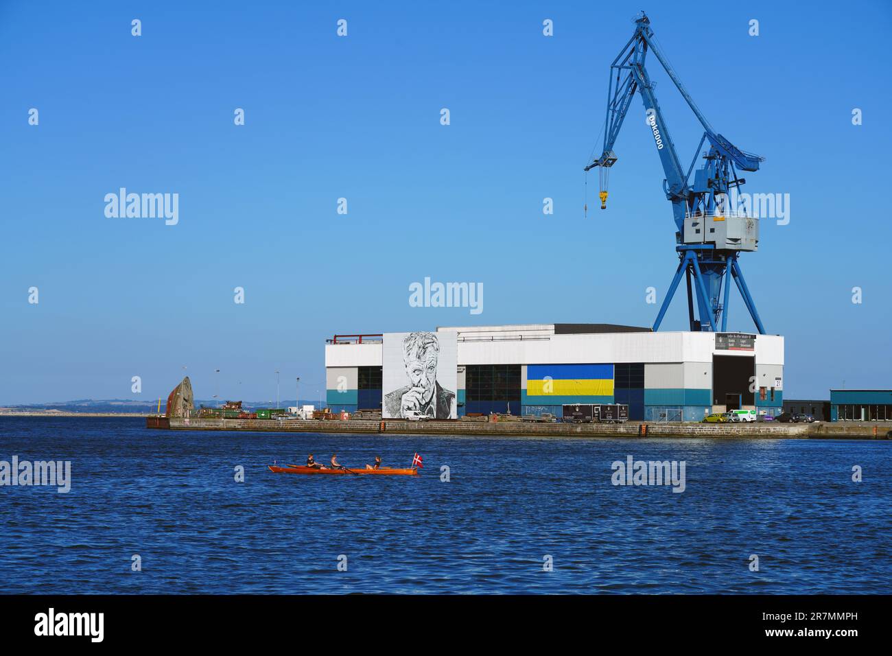 AARHUS, DENMARK -25 AUG 2022- View of the port of Aarhus, the second ...