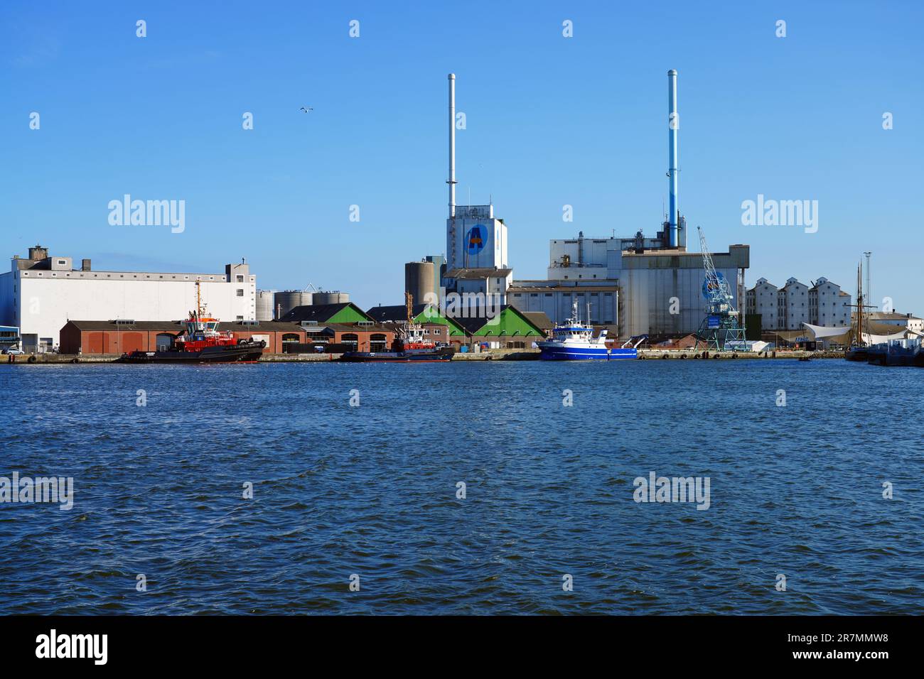 AARHUS, DENMARK -25 AUG 2022- View of the port of Aarhus, the second ...