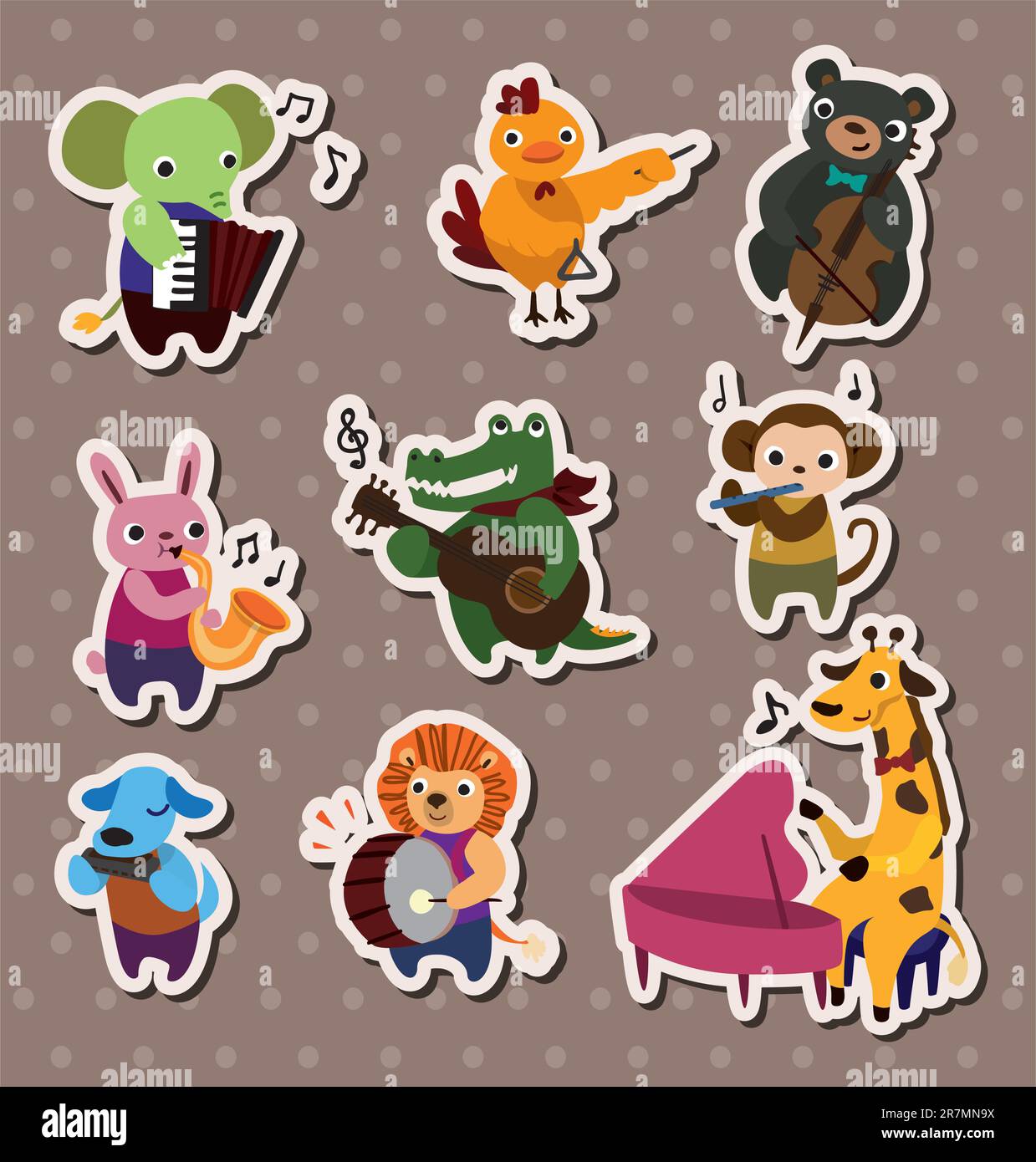 animal play music Stickers,Label Stock Vector Image & Art - Alamy