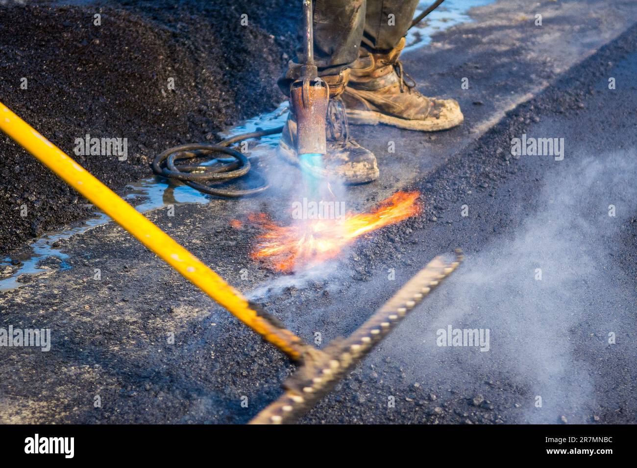 Image of construction & paving activity Stock Photo - Alamy