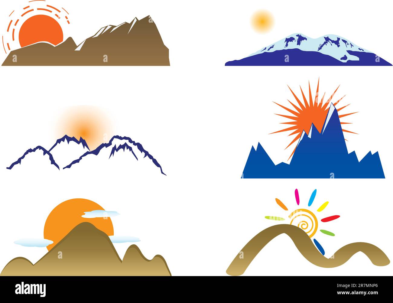Mount and sun. Vector set for you design Stock Vector Image & Art - Alamy