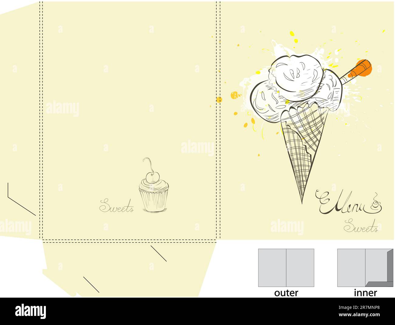 Waffle cake ice cream Stock Vector Images - Alamy