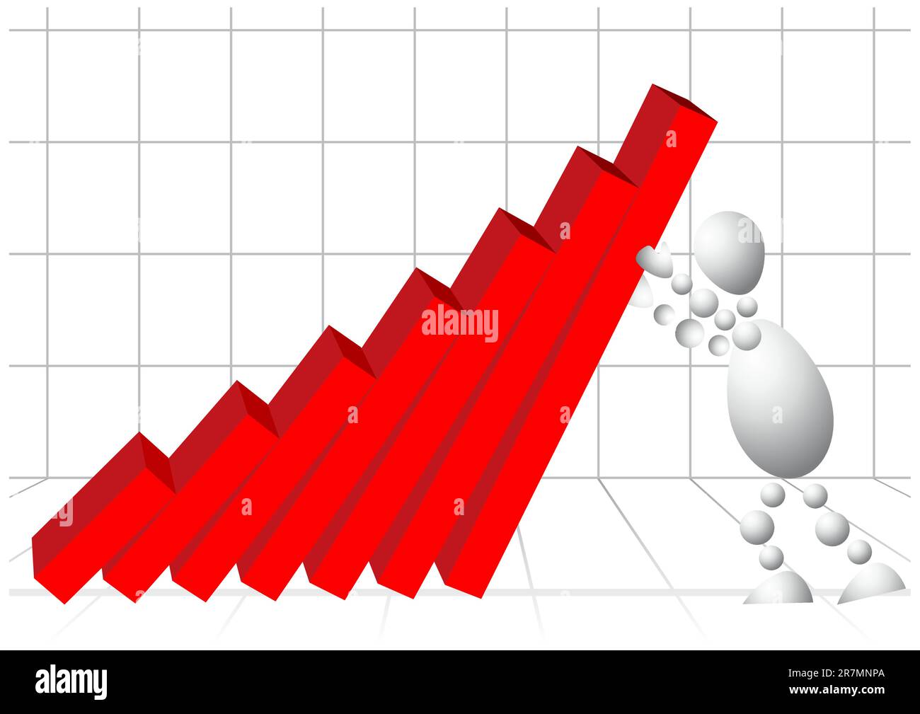 Man supported a red diagram. Abstract 3d-human series from balls ...