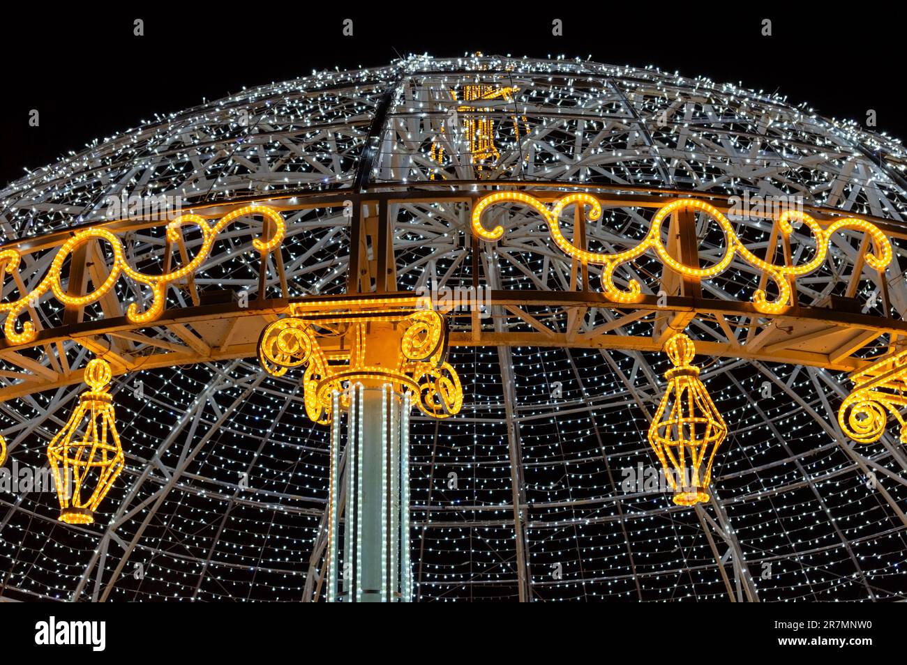 multi-colored Christmas lights at nighttime as an element of decorative ...