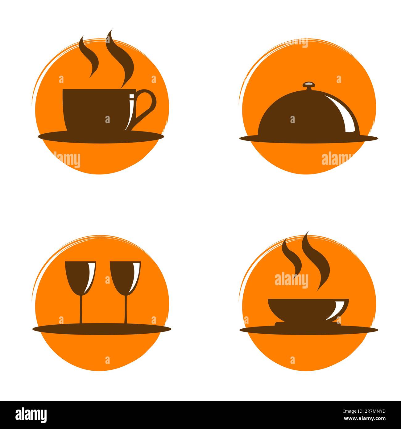 illustration of restaurant icons on white background Stock Vector Image ...