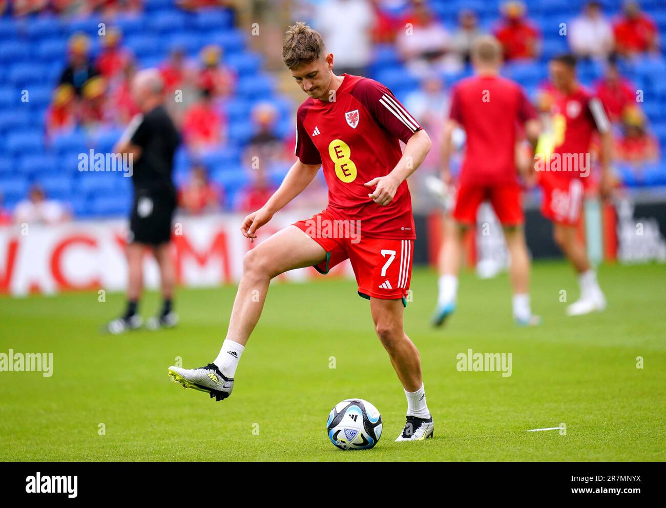 Wales' David Brooks warms up ahead of the UEFA Euro 2024 Qualifying ...