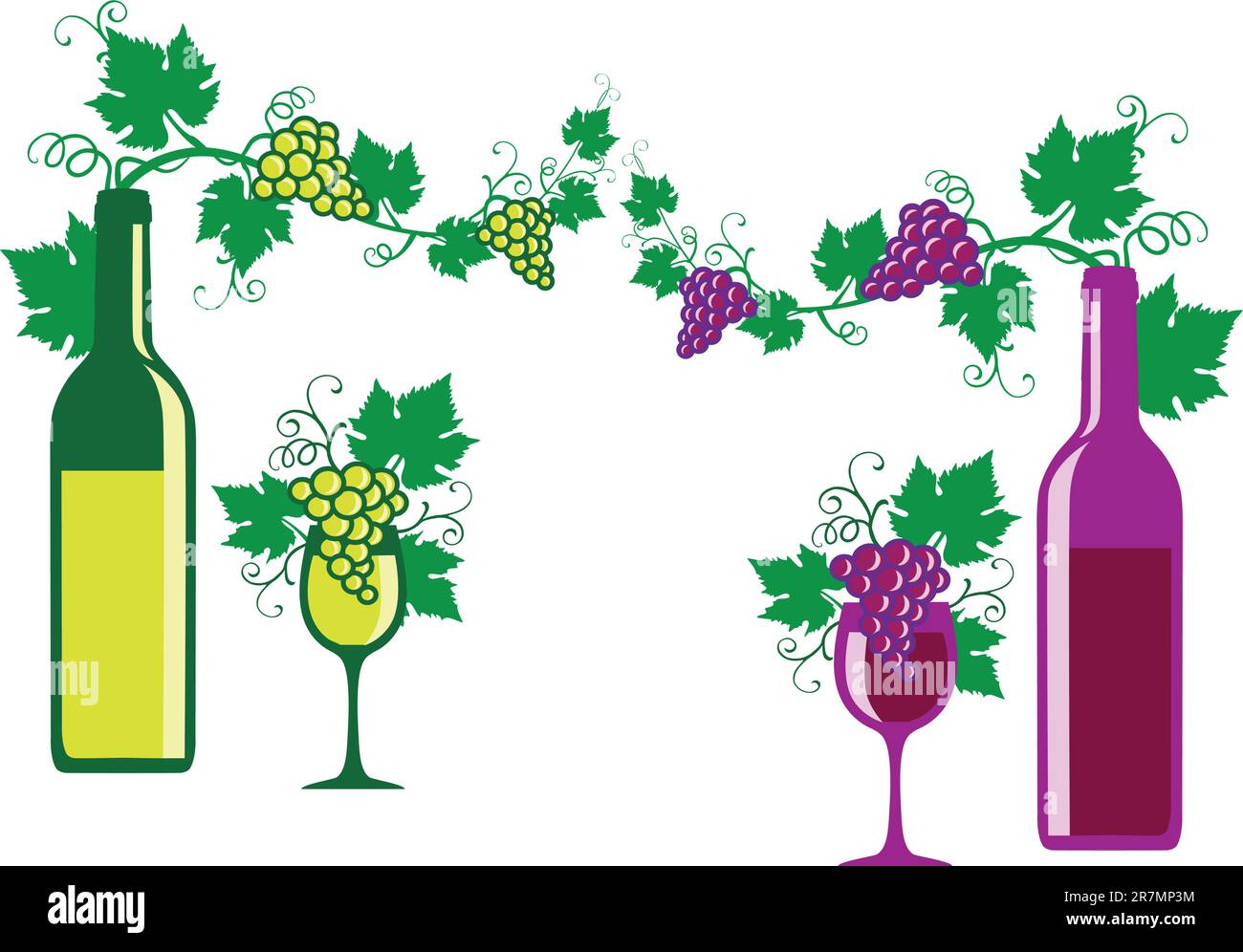 wine with grapes and leaves, vector illustration Stock Vector Image ...