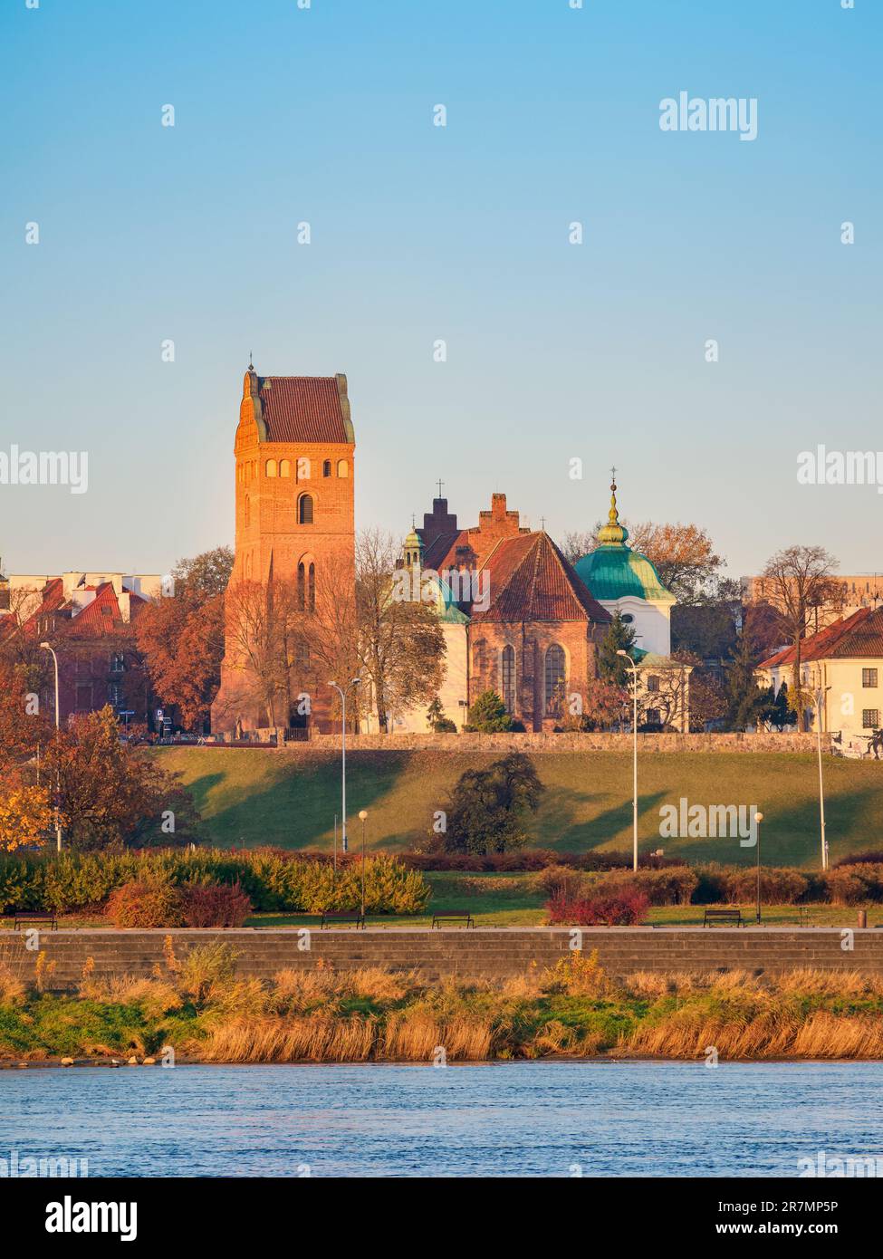 View over River Vistula towards The New Town at sunrise, Warsaw ...