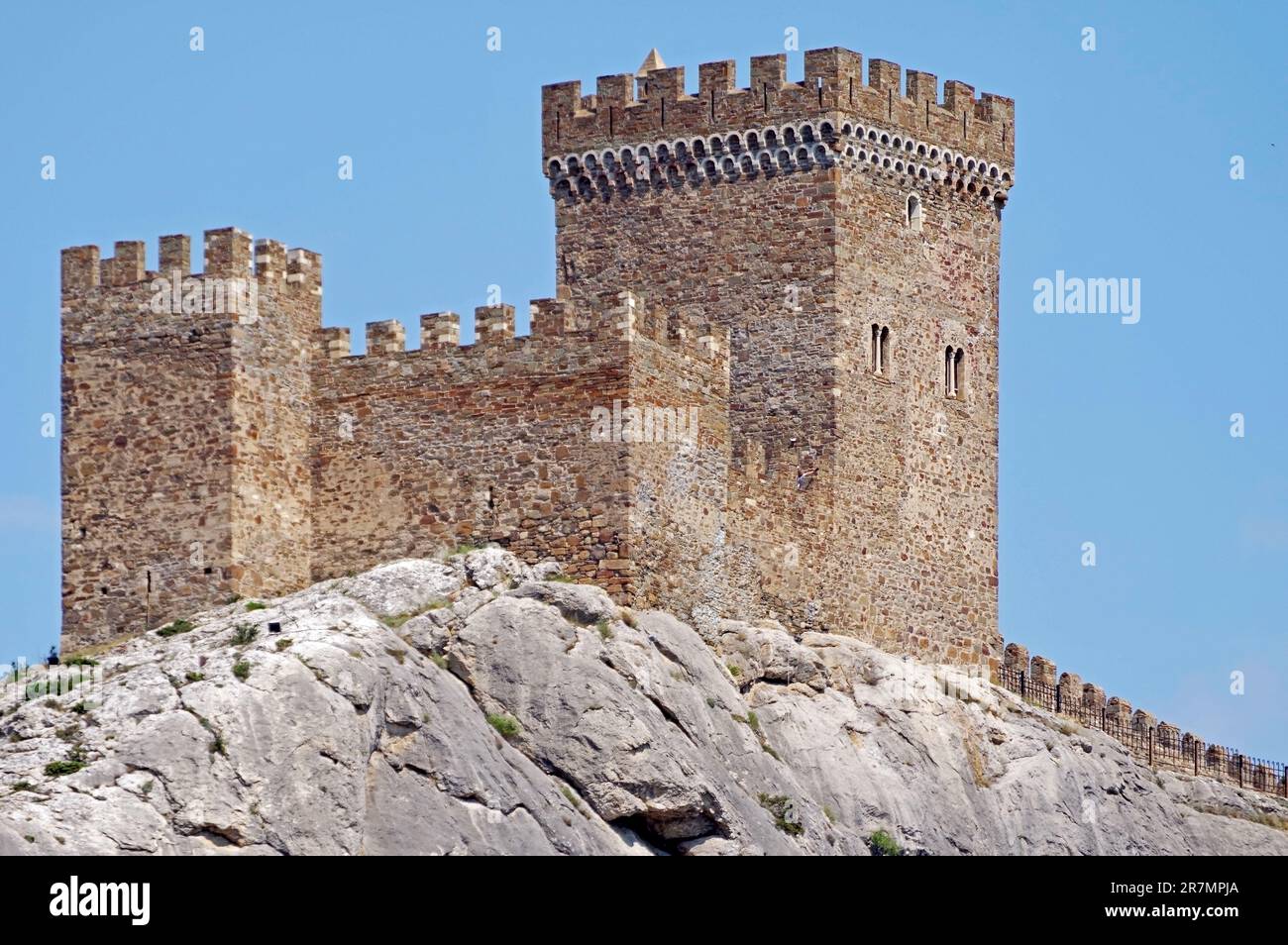 ancient historic Genoese castle or fortress on crest of mountain Stock ...