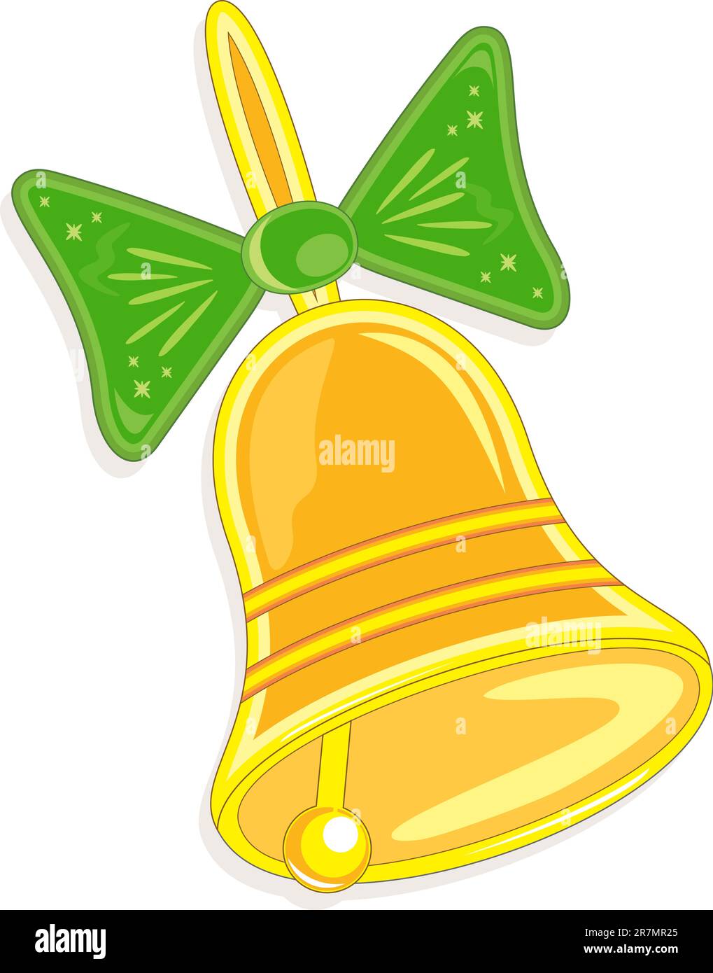 Yellow bell with green bow. Vector Illustration Stock Vector Image ...