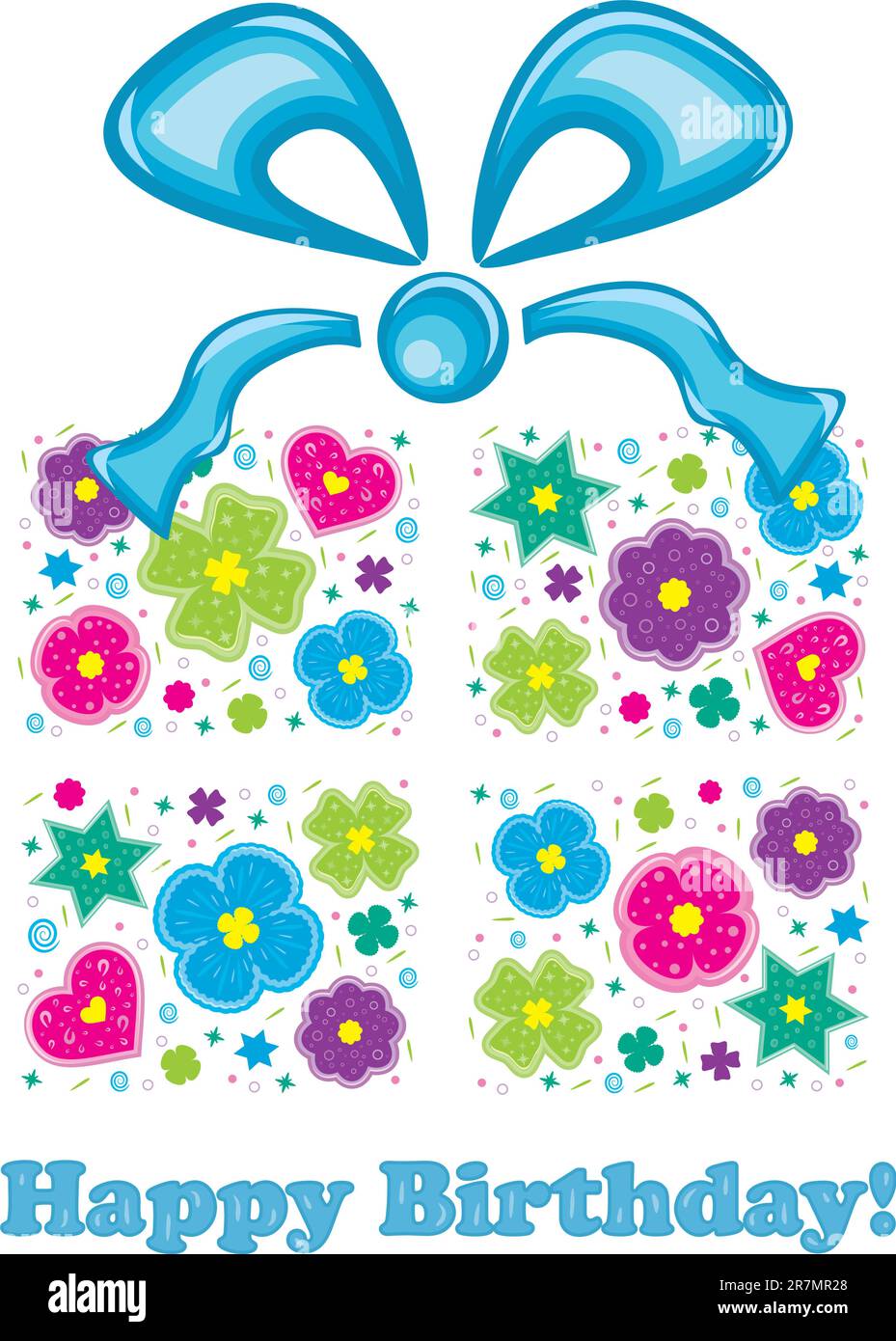 Big creative gift with blue bow. Vector Illustration Stock Vector Image ...