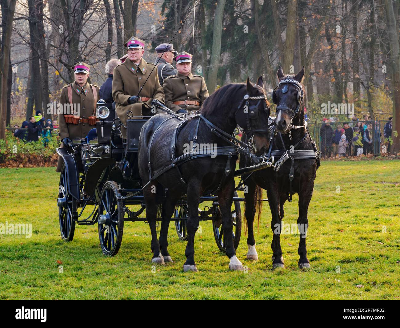 Actor as Jozef Pilsudski in a carriage, National Independence Day Horse ...