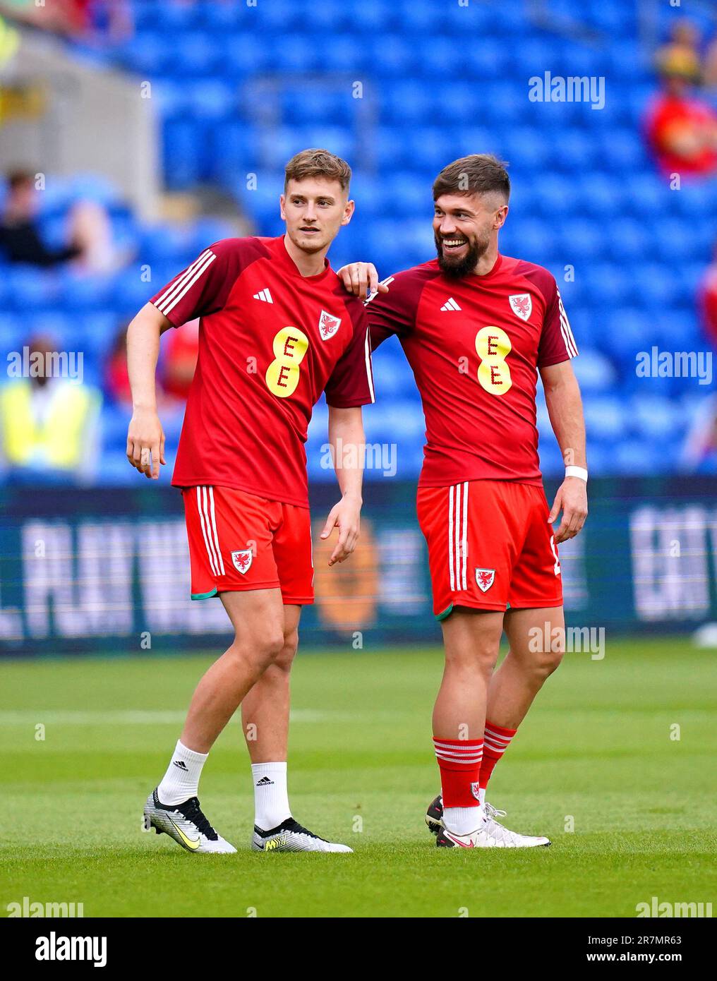 Wales' David Brooks (left) and Tom Bradshaw ahead of the UEFA Euro 2024 ...