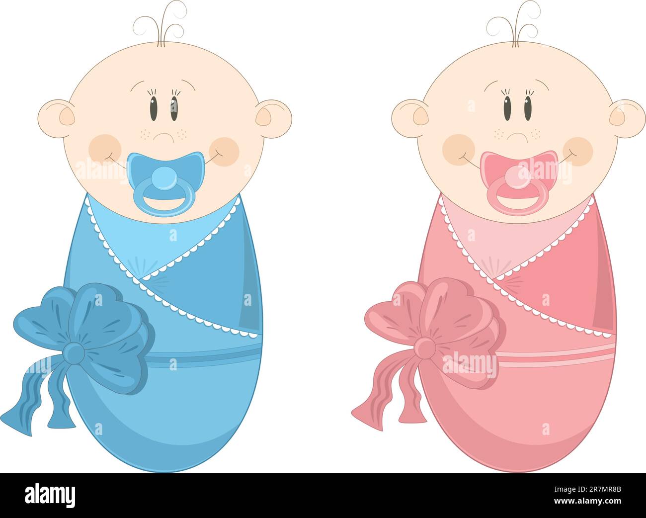 Two baby in diapers with pacifiers. Vector Illustration Stock Vector ...