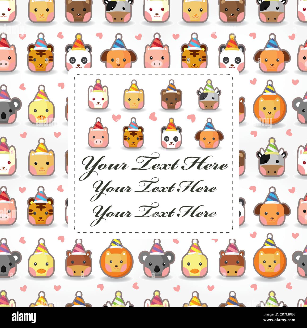 cartoon party animal head card Stock Vector Image & Art - Alamy