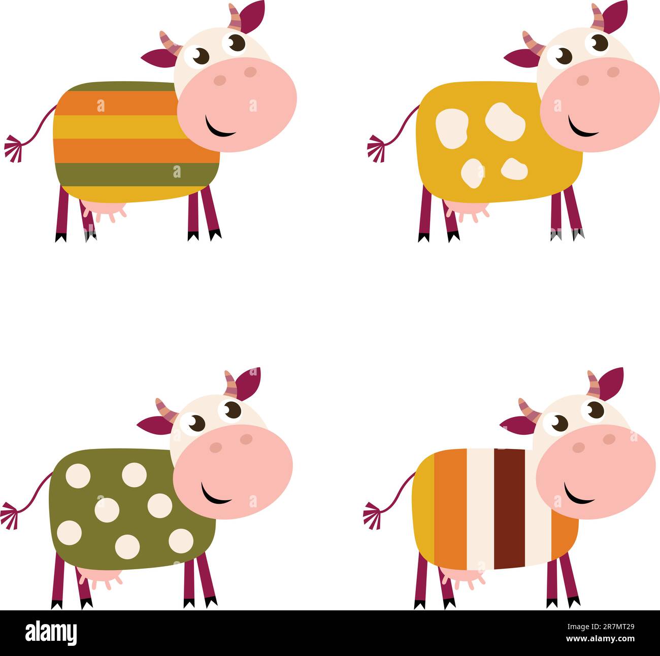 Vector collection of four happy creative Cow characters - isolated on ...