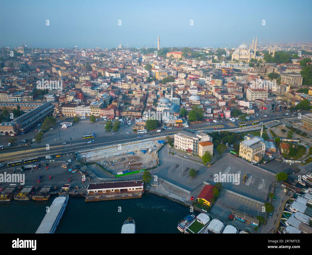Fatih historic district aerial view with morning twilight including ...