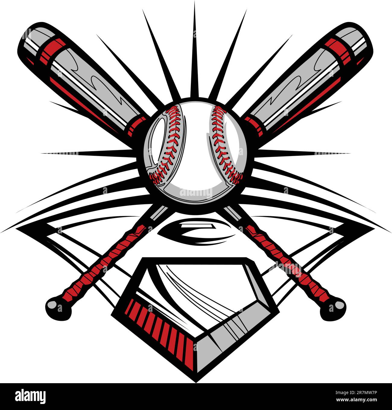 Vector Template of a Softball Bats, Baseball, and Home Plate Graphic ...