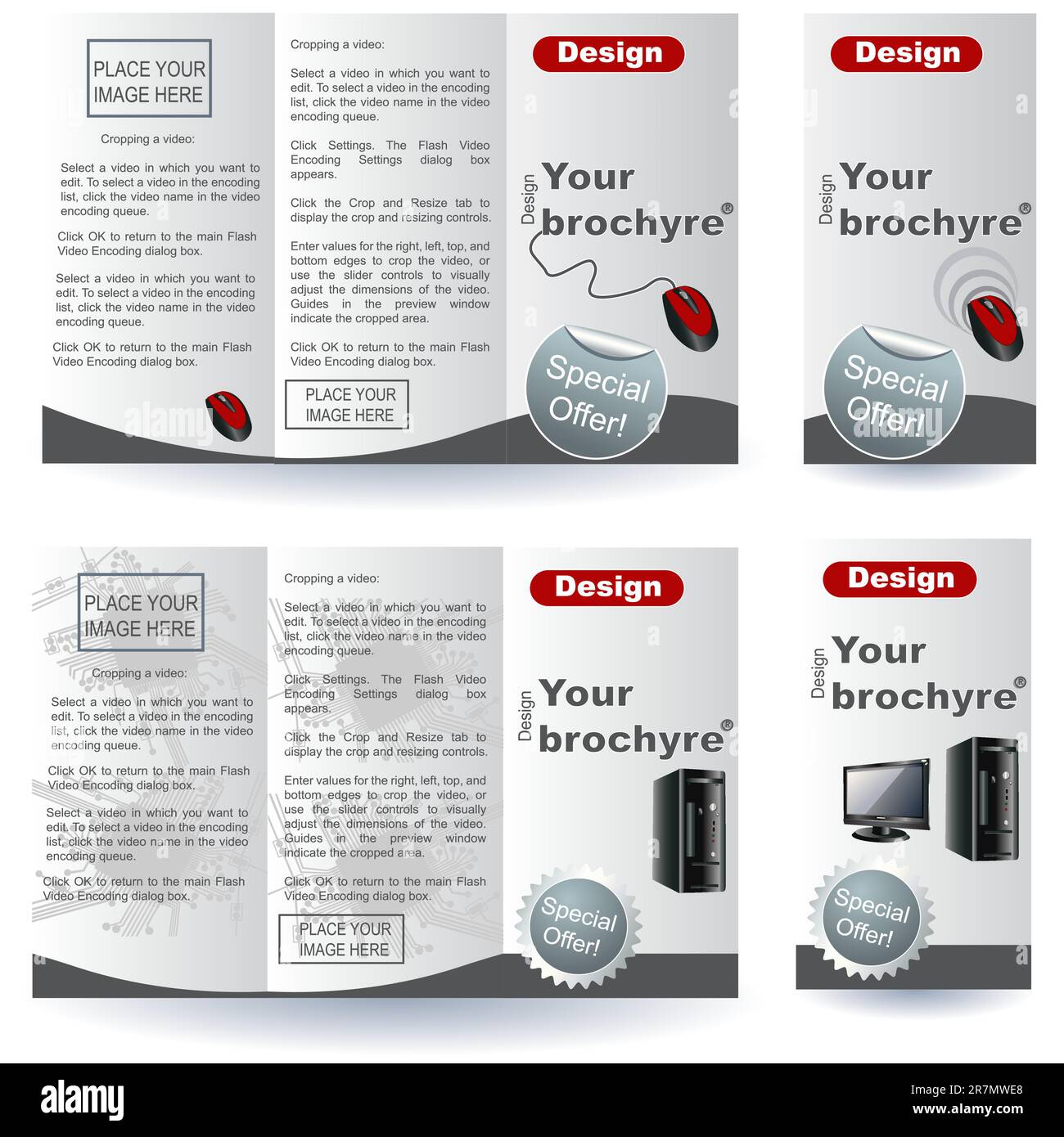 Illustration of two brochure designs for your computer products Stock ...