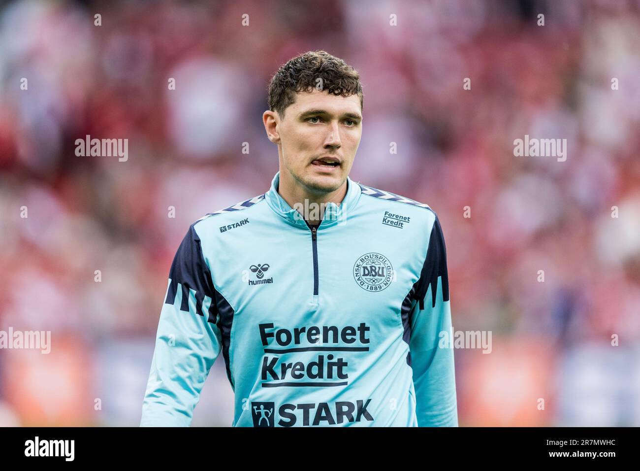 Copenhagen, Denmark. 16th June, 2023. Andreas Christensen of Denmark is ...
