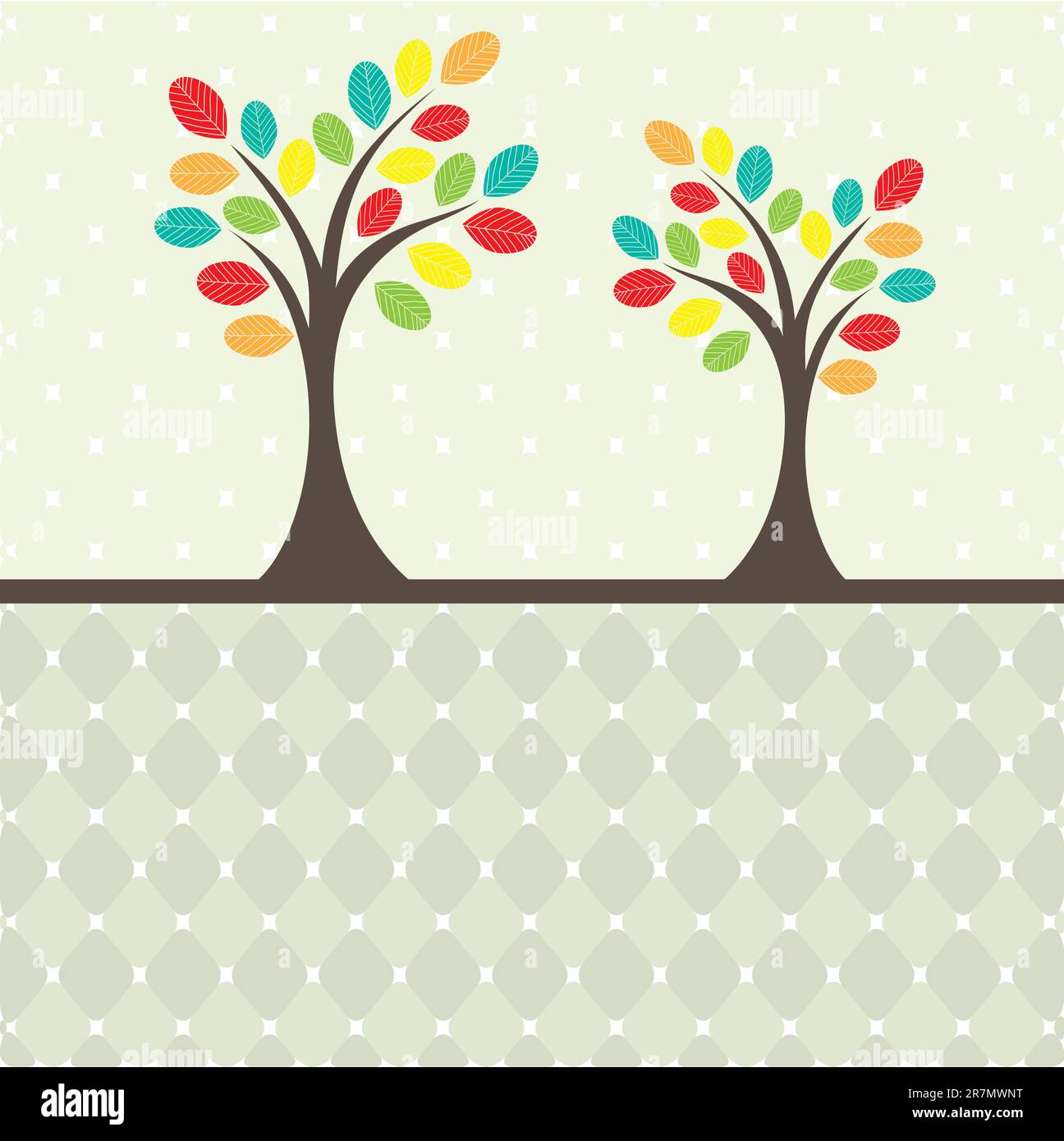 card design with stylized trees and text. vector illustration card ...