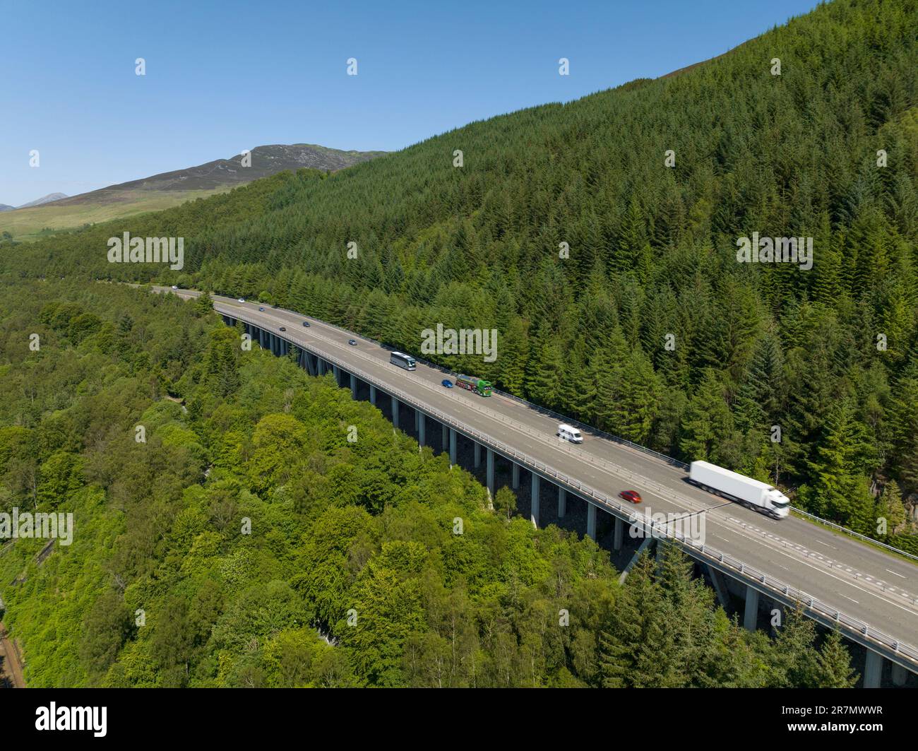 Killiecrankie, Scotland, UK. 16th June 2023. Aerial view of the A9 ...