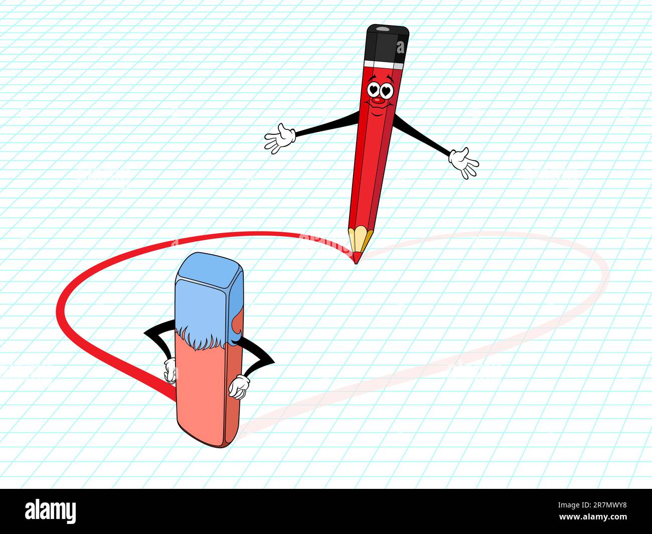 Illustration with a red pencil and eraser. Available as a Vector in ...