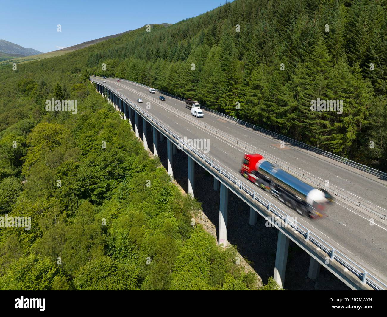 Killiecrankie, Scotland, UK. 16th June 2023. Aerial view of the A9 ...