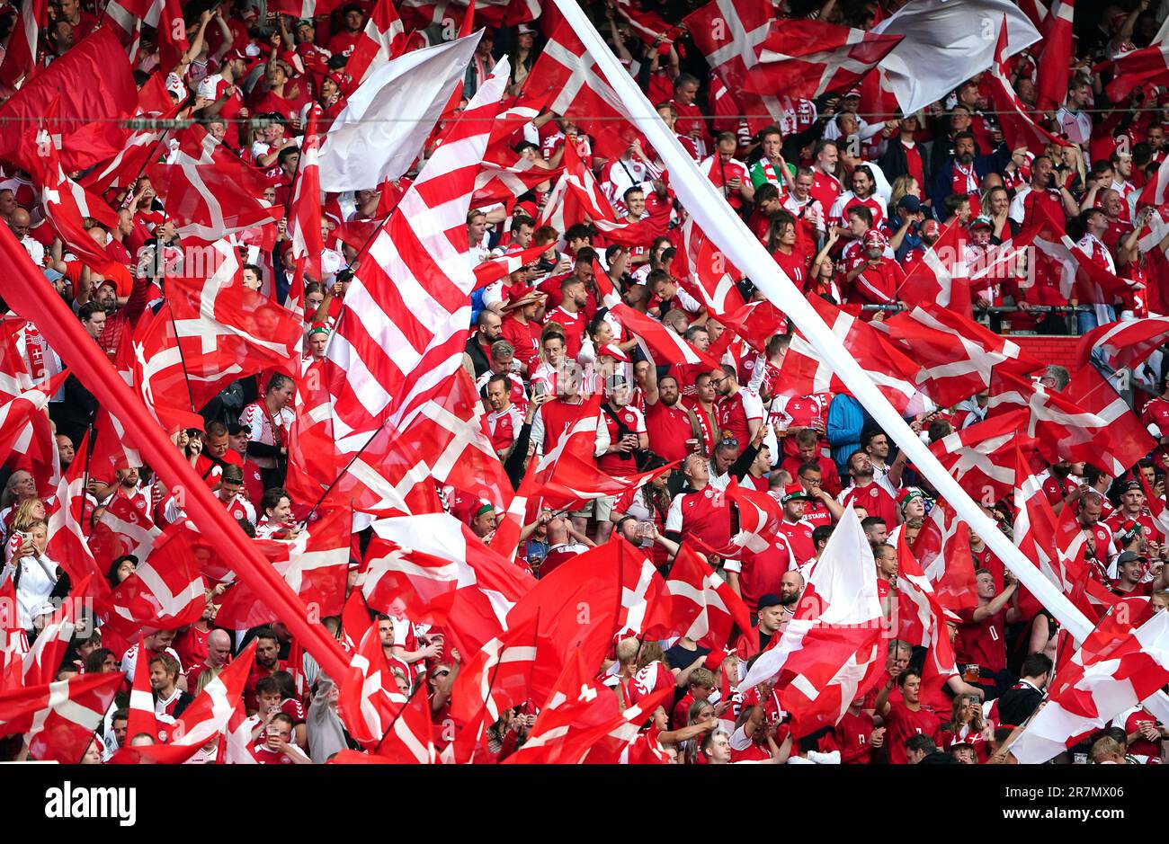 Denmark fans in the stands during the UEFA Euro 2024 Qualifying Group H ...