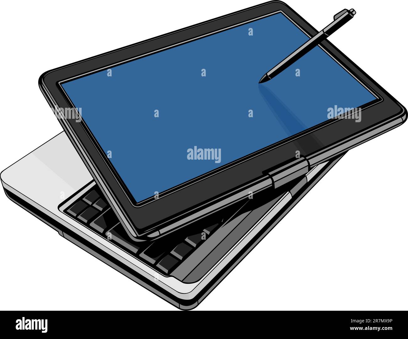 Modern laptop with rotating touch screen isolated on white Stock Vector ...