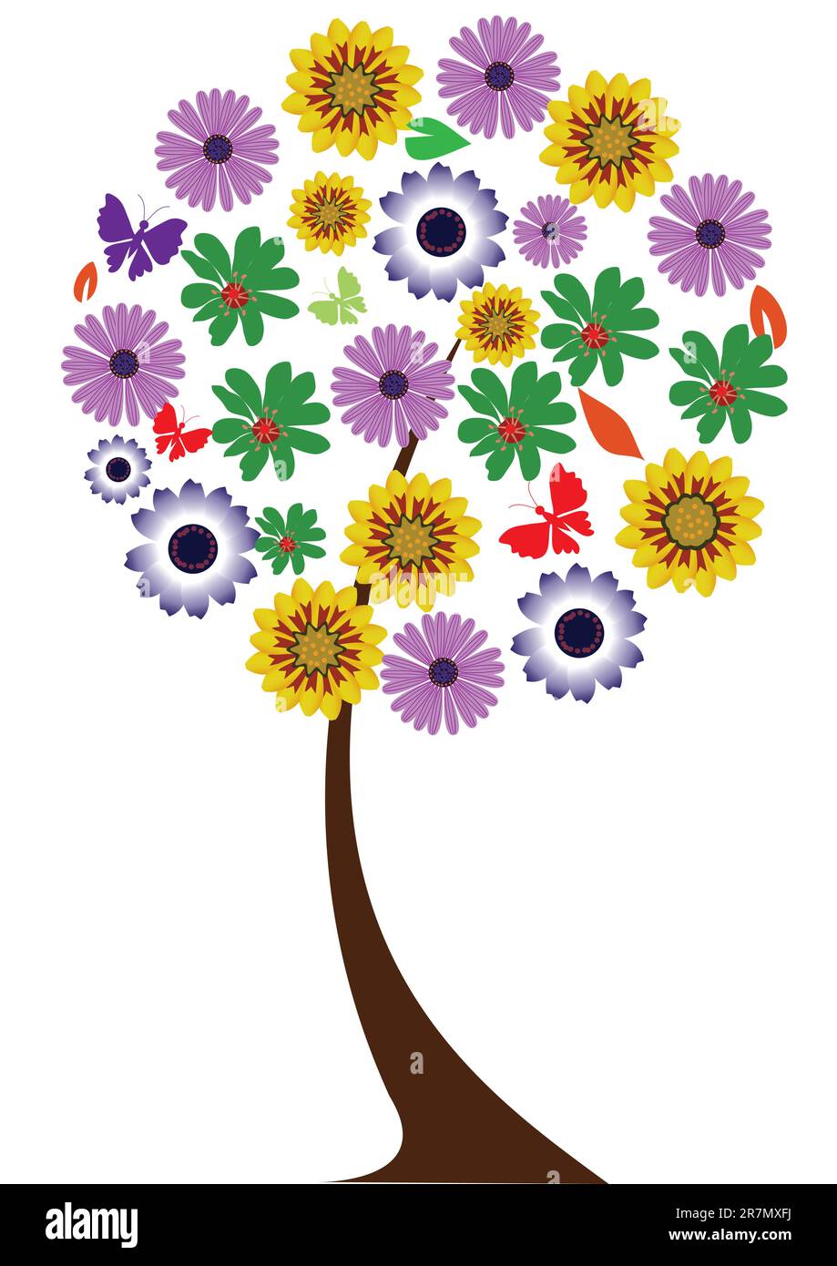 vector illustration of a floral tree Stock Vector Image & Art - Alamy