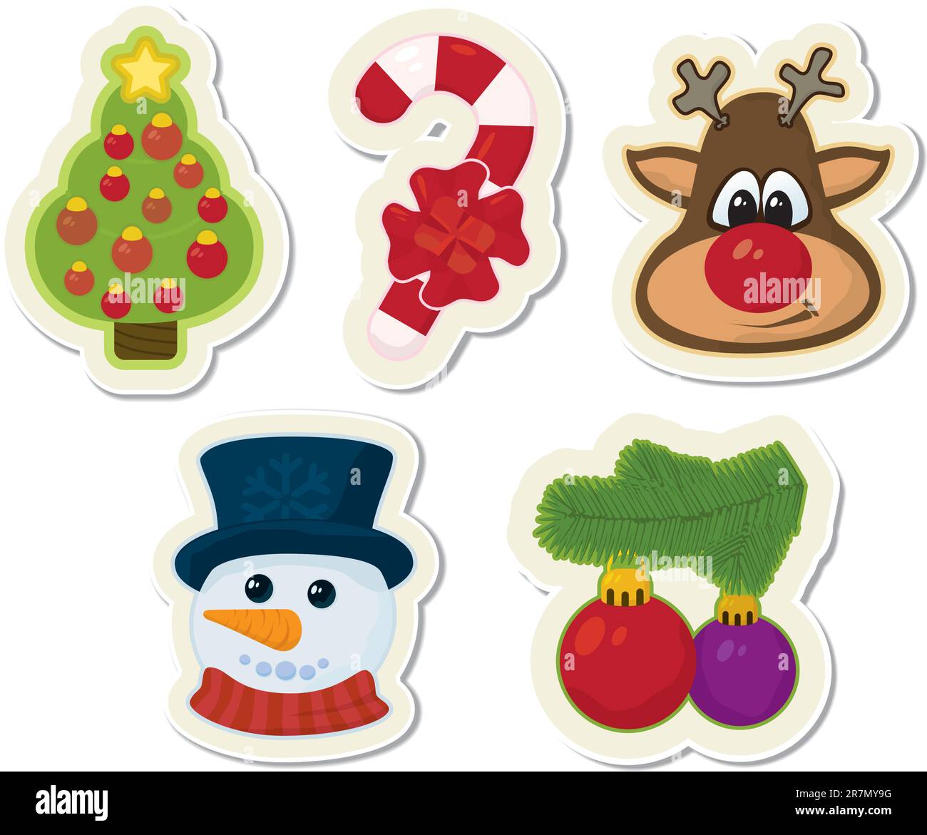 Christmas stickers set cartoon Stock Vector Images - Alamy