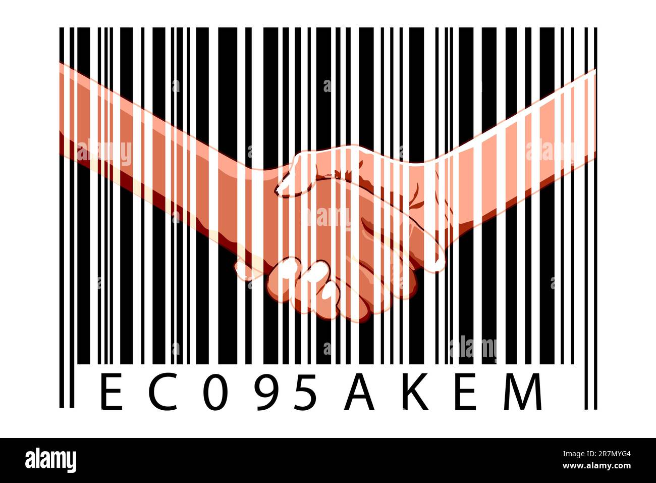 illustration of business deal with bar code on white background Stock ...