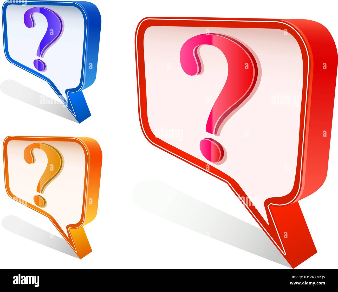 colorful question mark on chat sign isolated on white background Stock ...