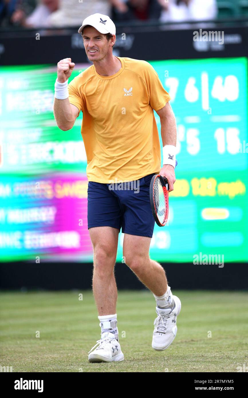 Andy Murray celebrates victory following his quarter finals match ...