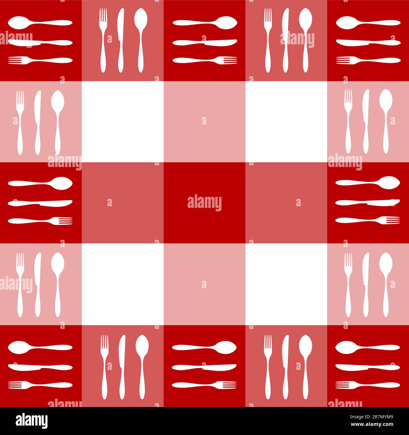Food, restaurant, menu design with cutlery silhouettes pattern on red ...