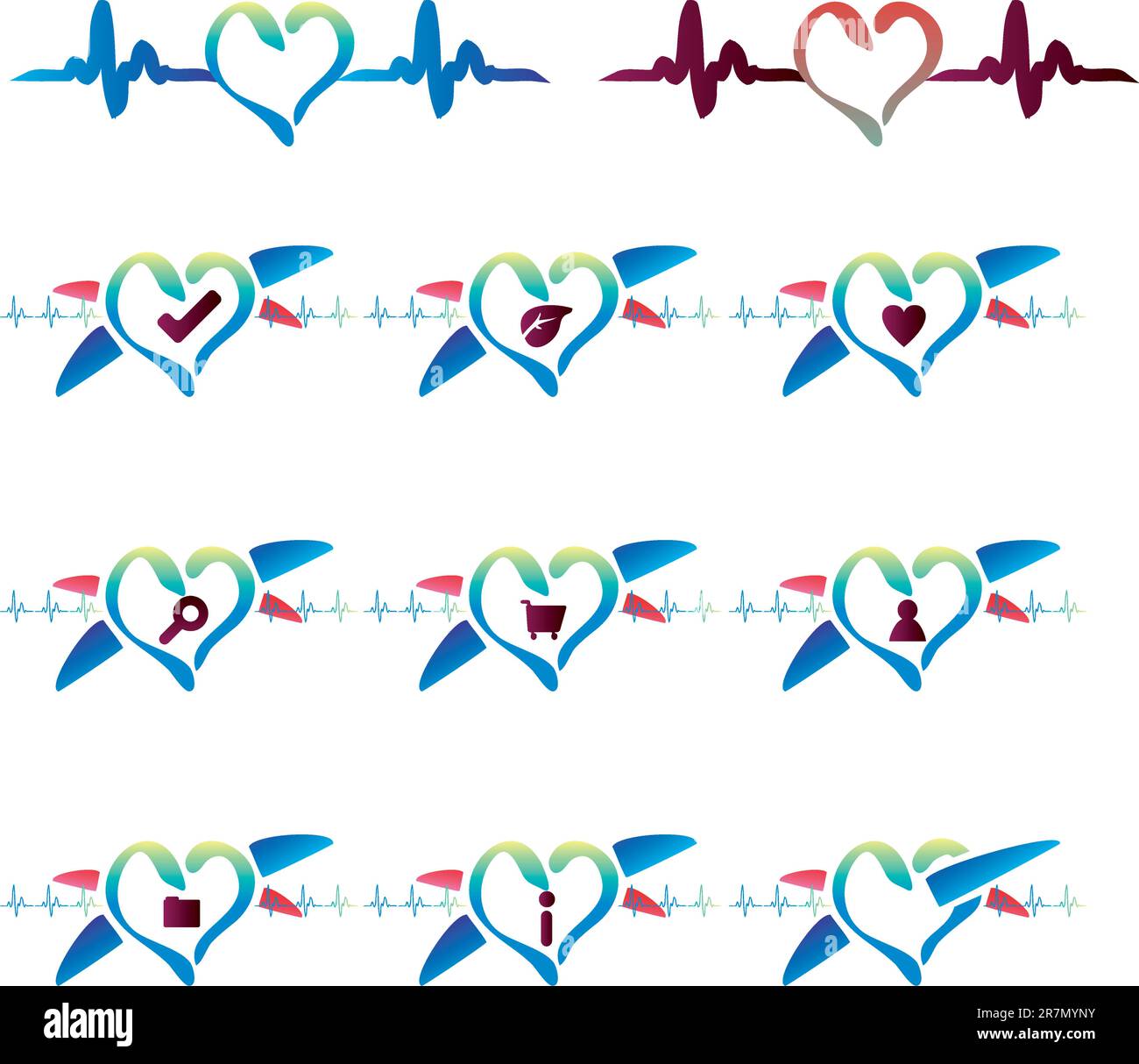 Cardio emblem icons set website buttons Stock Vector Image & Art - Alamy
