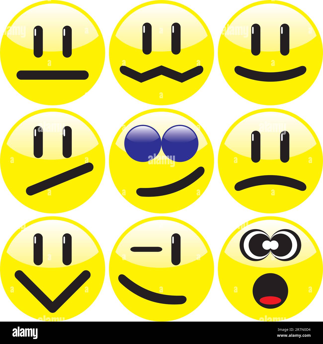 Set of nine yellow smileys. Vector illustration Stock Vector Image ...