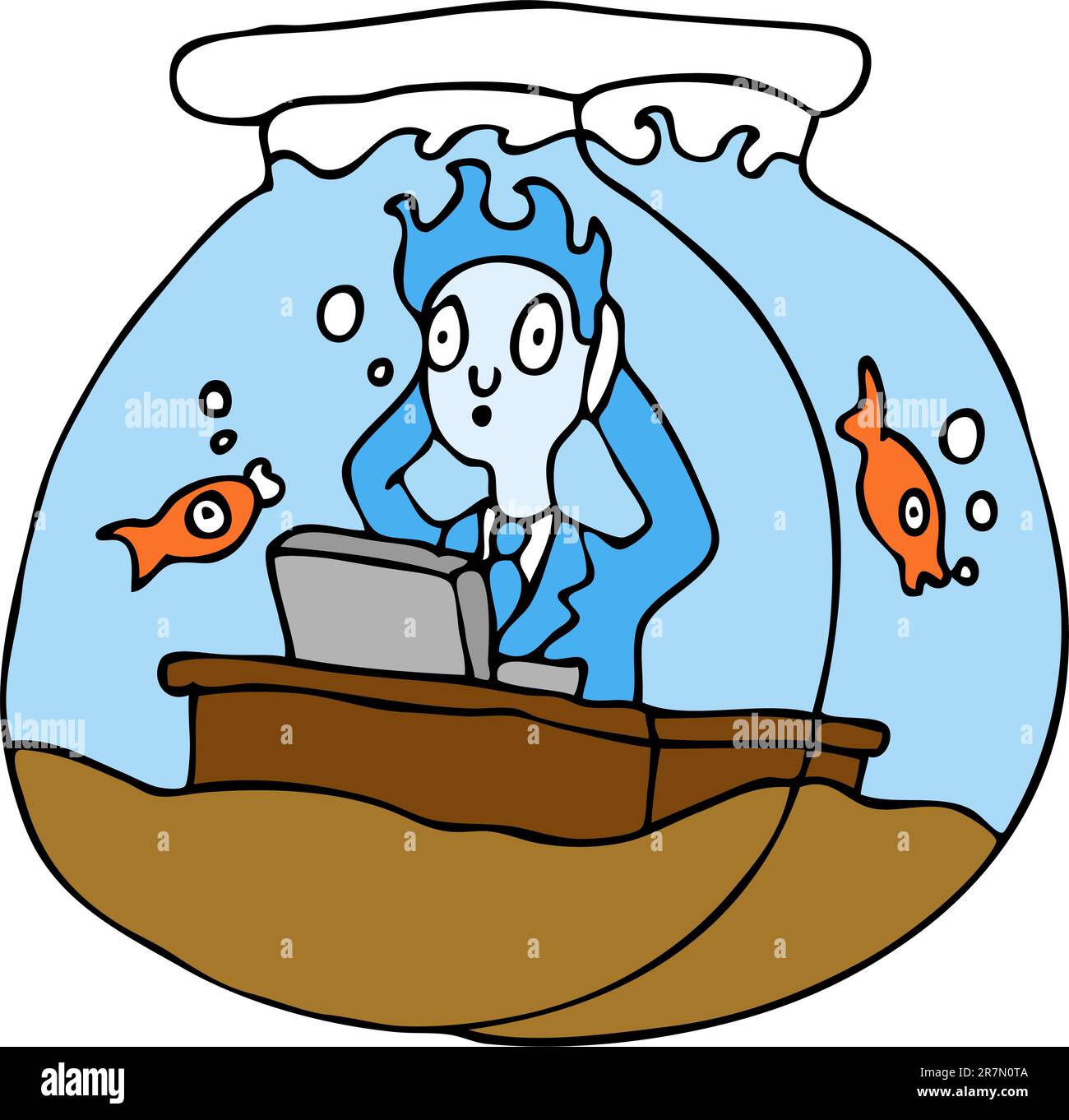 An image of a employee working in a fish bowl Stock Vector Image & Art ...