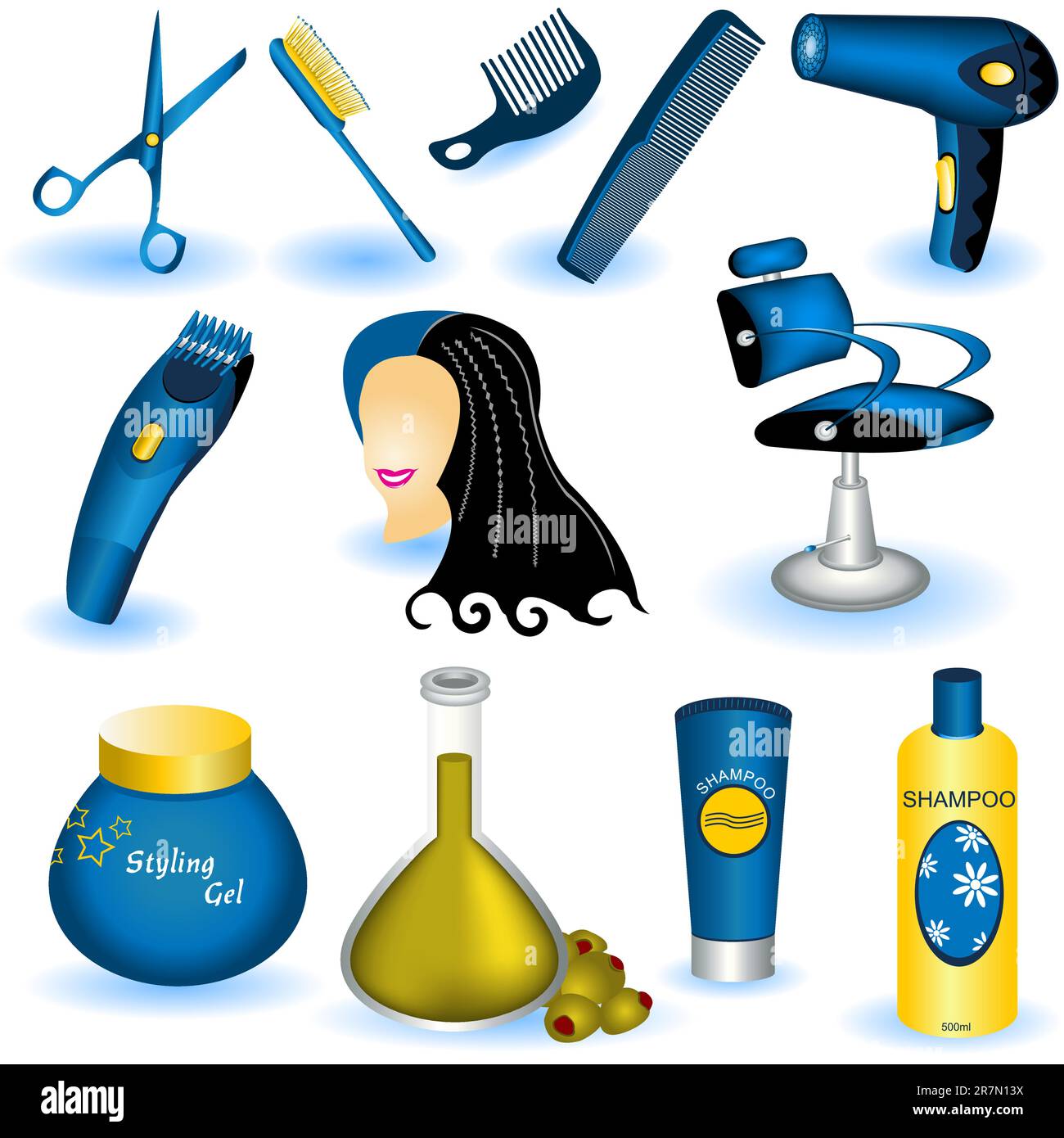 A collection of 12 different hair care illustrated icons Stock Vector ...