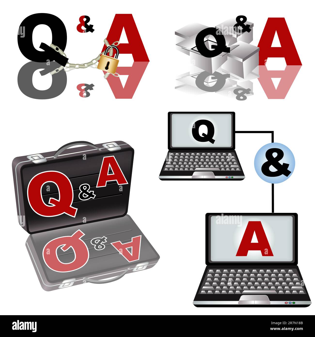 A collection of Q & A - Questions and Answers - illustrations Stock ...