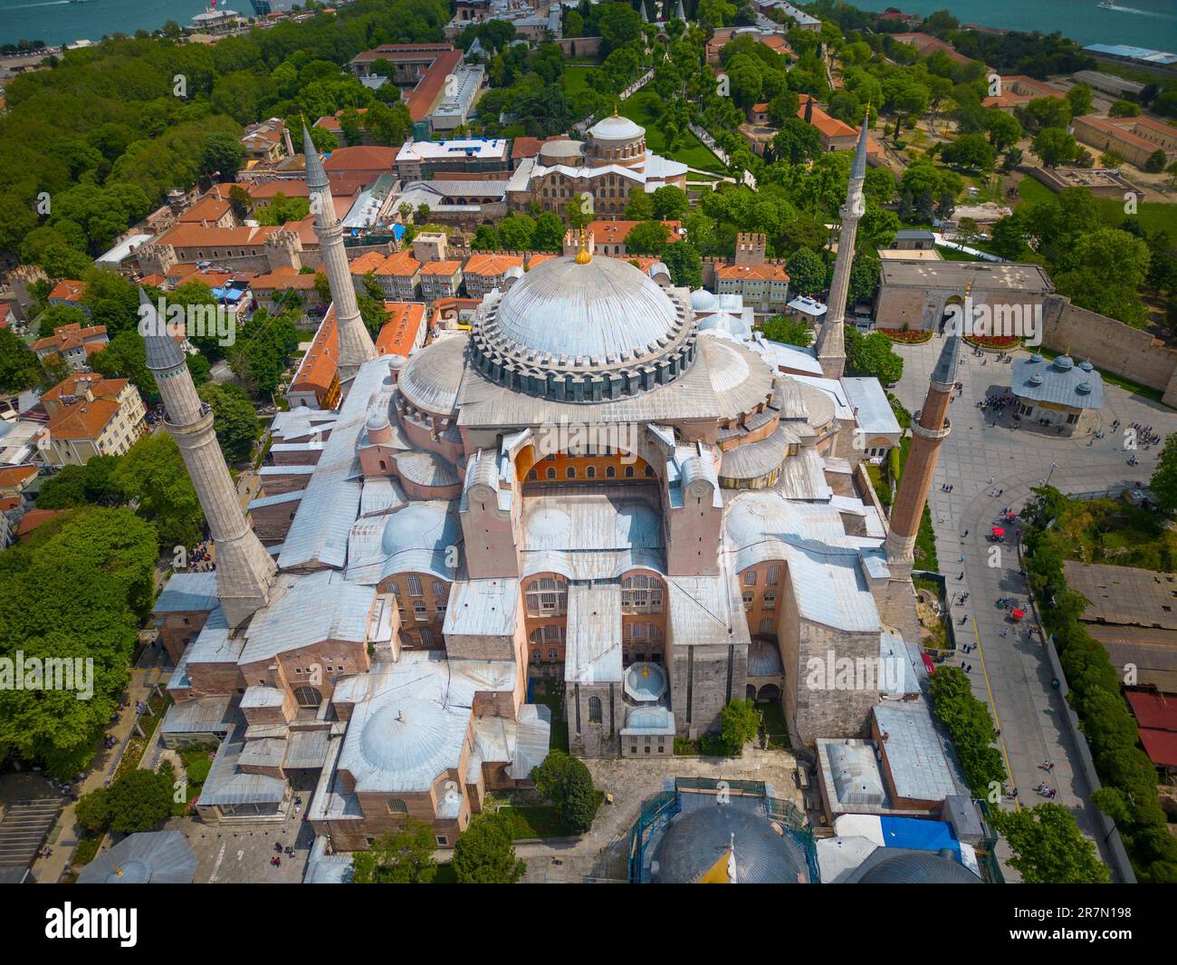Hagia Sophia aerial view in Sultanahmet in historic city of Istanbul ...