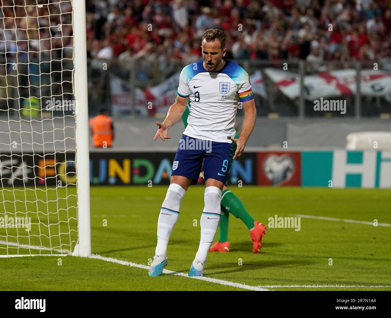 England's Harry Kane celebrates scoring their side's third goal of the ...