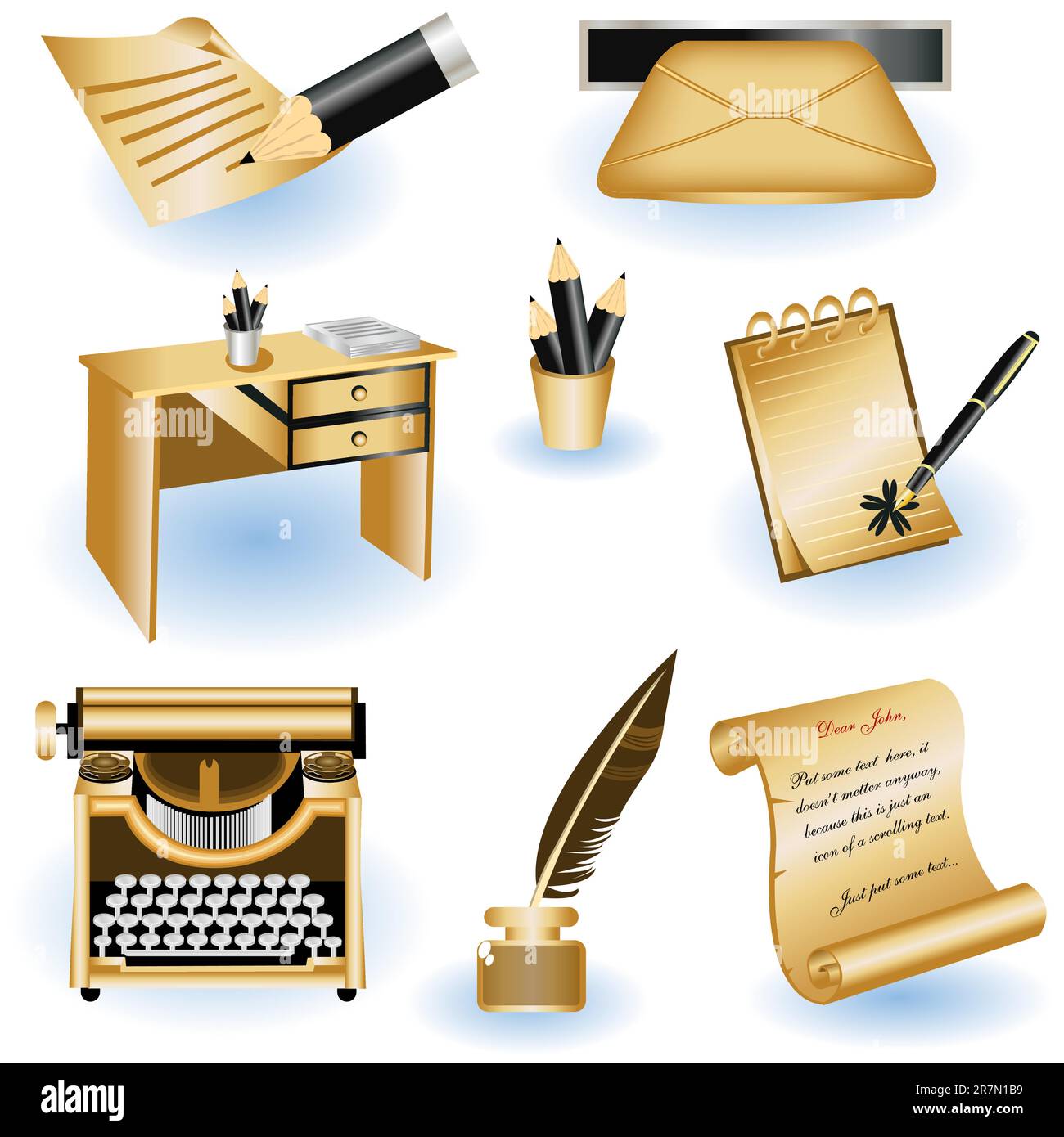A collection of 8 different brown writing icons Stock Vector Image ...