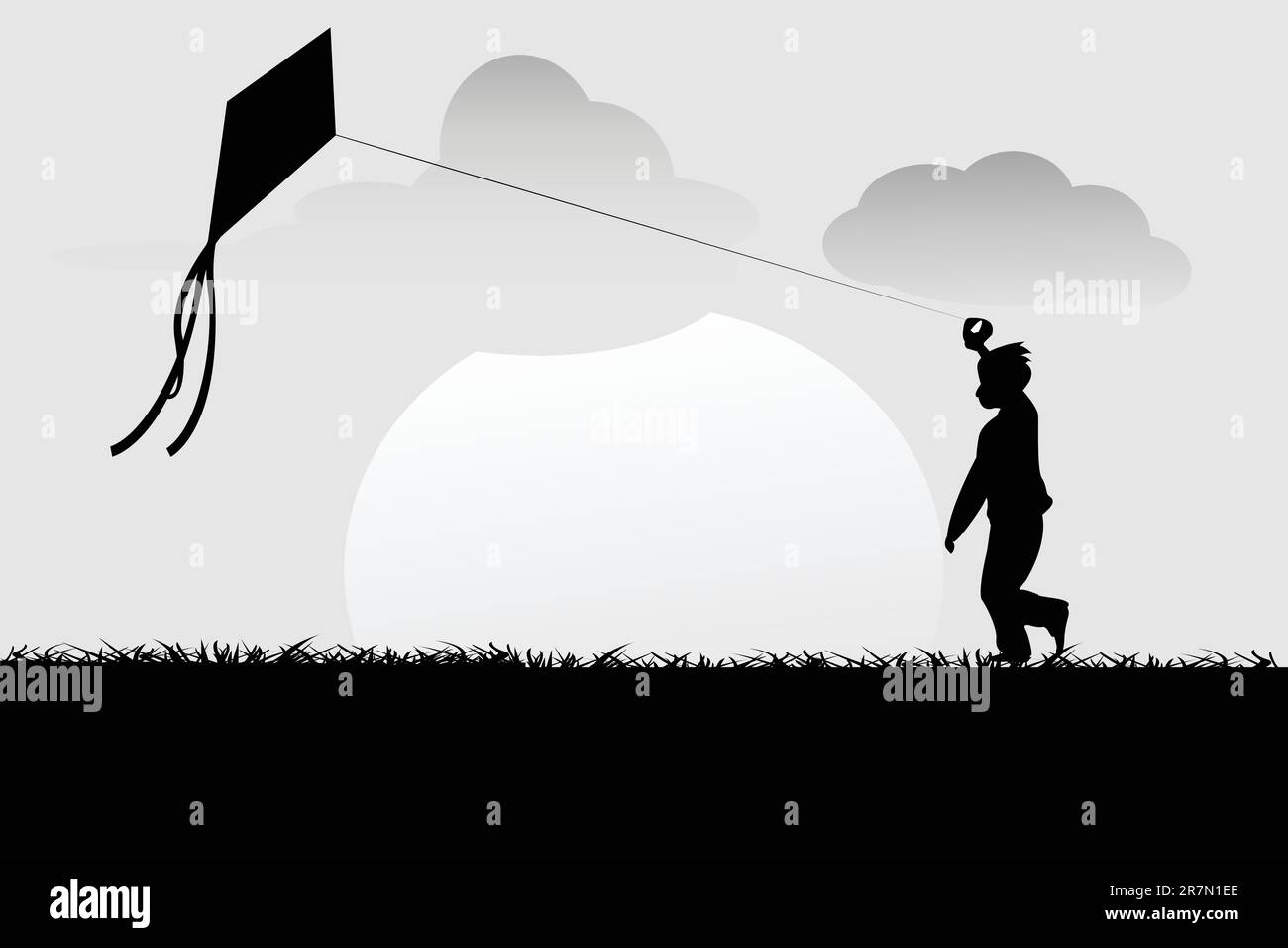 A child is sending up a kite Stock Vector Image & Art - Alamy