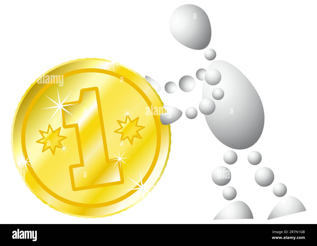 Man With Golden Coin Abstract 3d Human Series From Balls Variant Of