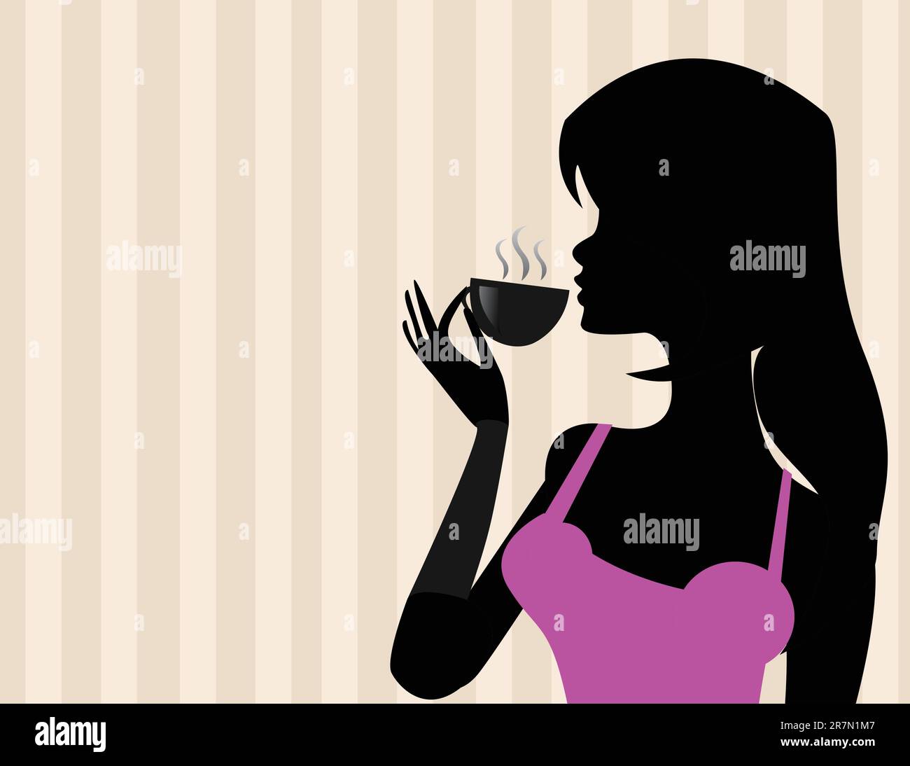 Beautiful girl cup coffee Stock Vector Images - Alamy