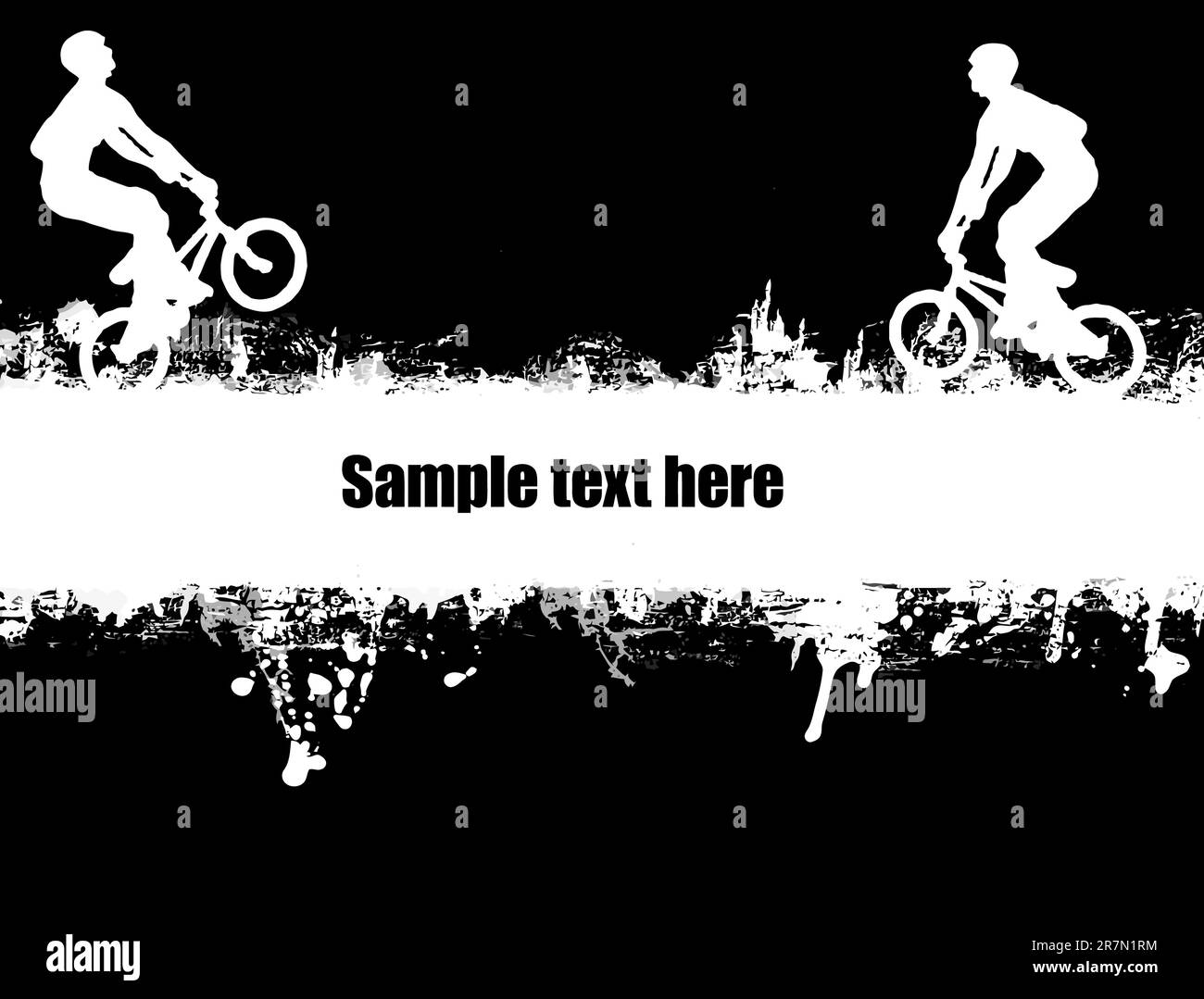 grunge biker poster on black and white,vector illustration Stock Vector ...