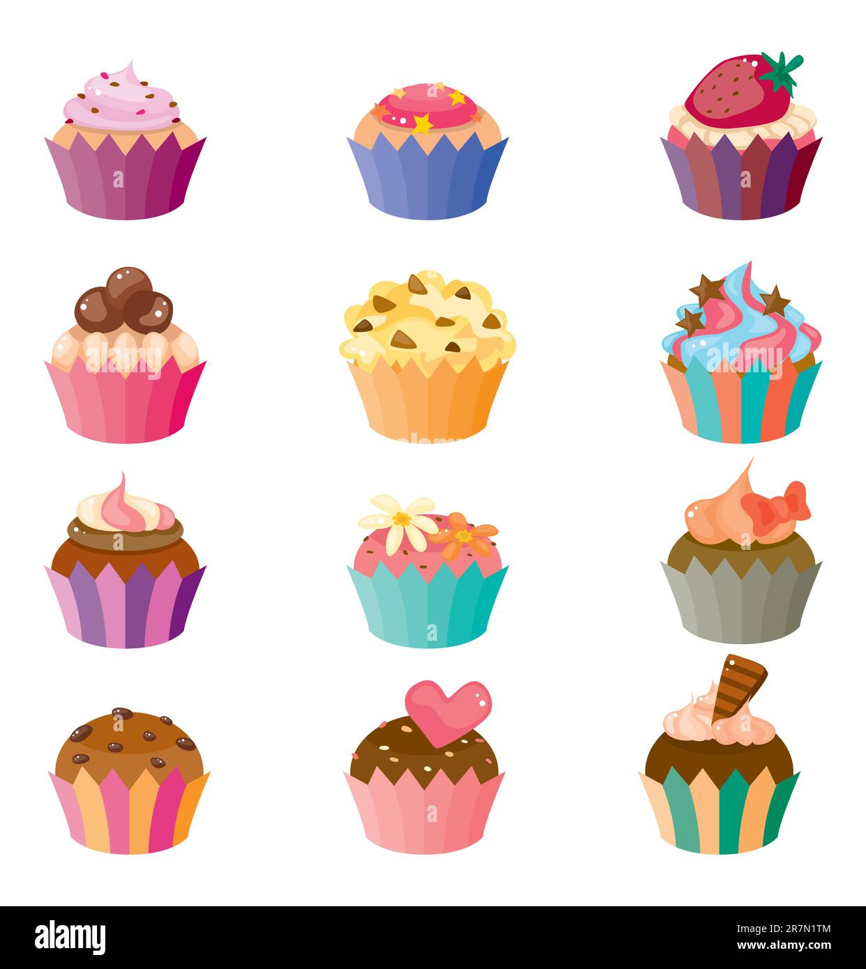 Birthday doodle icons cartoon Cut Out Stock Images & Pictures - Alamy