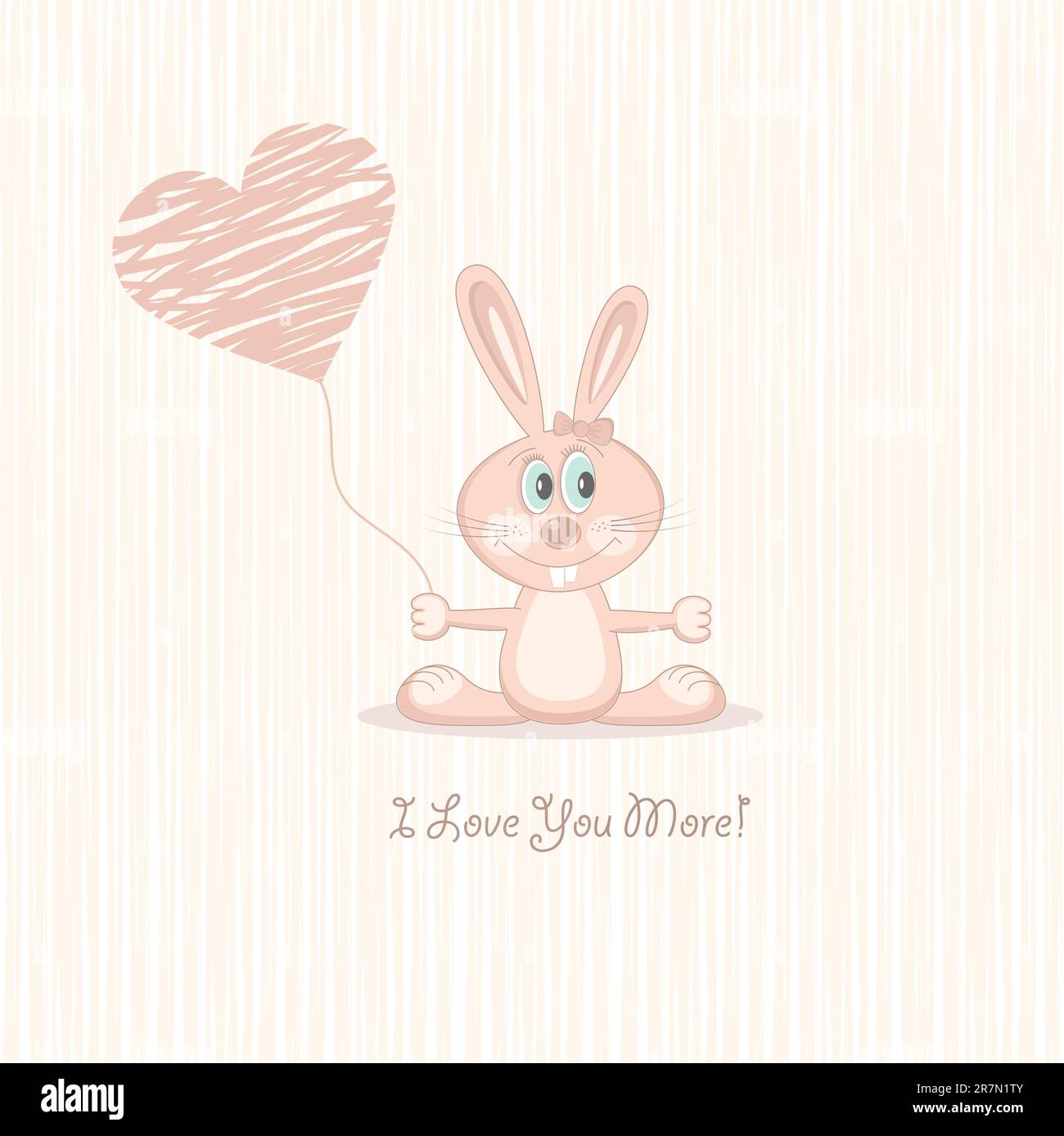 Postcard "Cute pink love rabbit with heart". Vector Illustration Stock ...